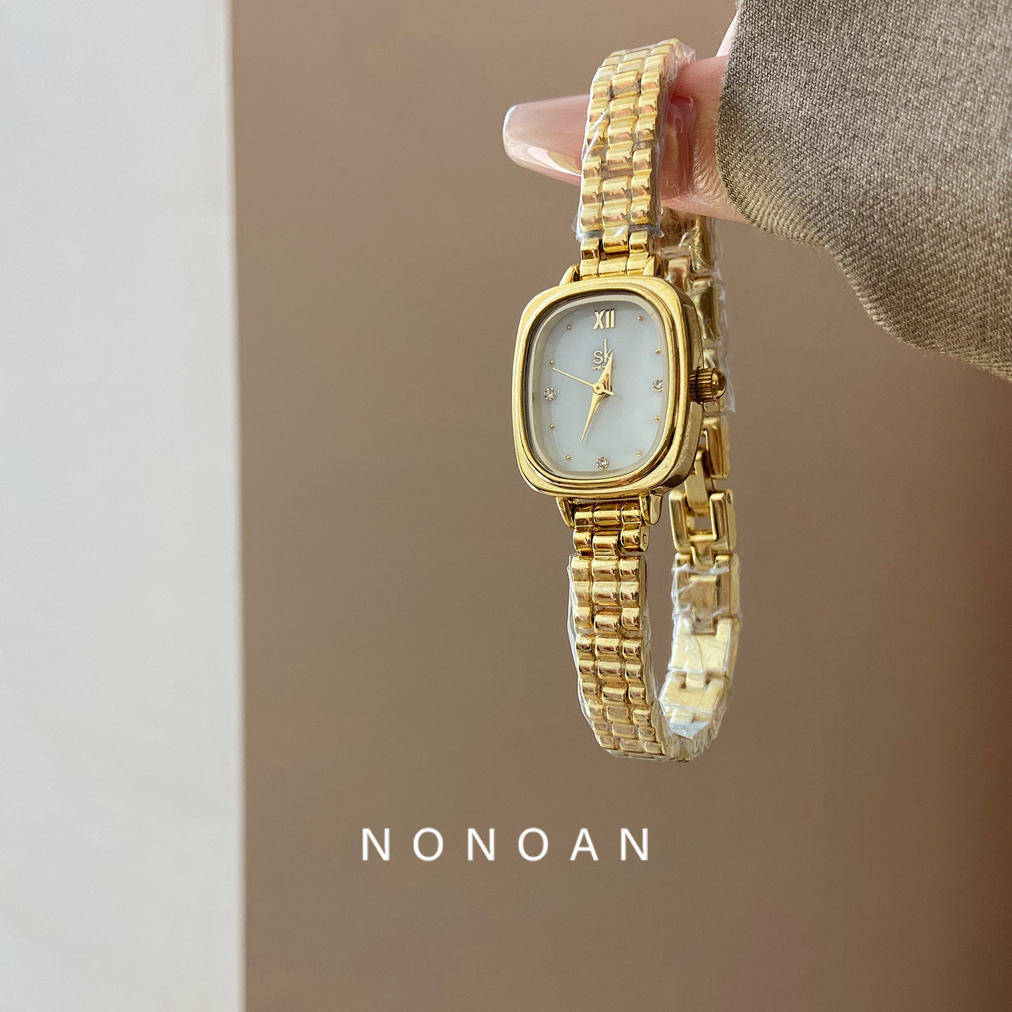 NONOAN 《小金贝》女士轻奢小众气质通勤百搭精致小方表石英表763