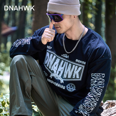 DNAHWK简约款宽松纯棉长袖T恤