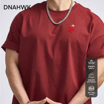 DNAHWK金币蛇印花纯棉短袖T恤