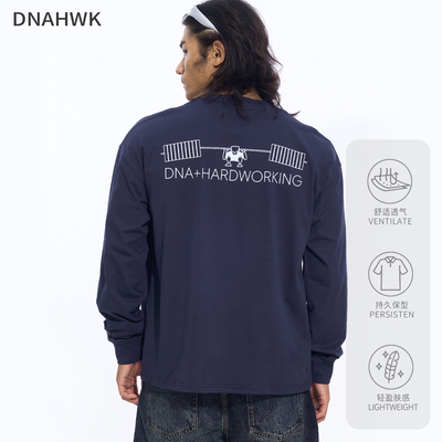 原创手绘健身举重小人长袖T恤