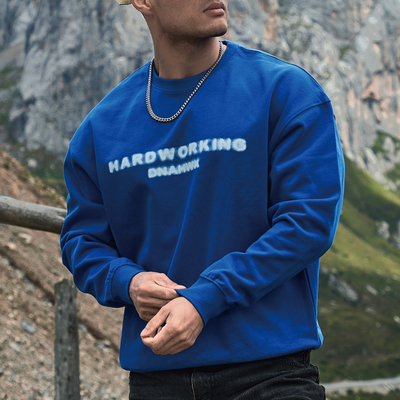 DNAHWK模糊字母印花卫衣春季新款国潮风休闲基础百搭圆领套头上衣