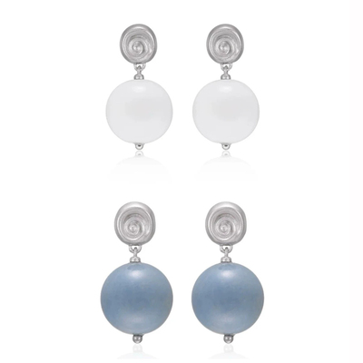 董洁同款贝壳坠珠瓷白石耳环女