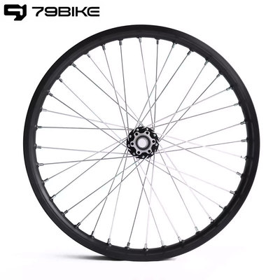 79bike电动越野车轮组前后70/100-19越野轮毂17寸滑胎轮毂组总成
