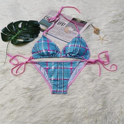 甜辣少女格纹比基尼性感聚拢内衣
