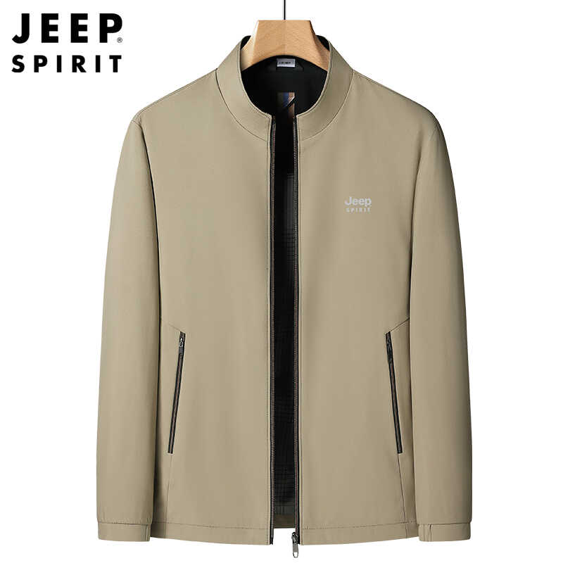 JEEP SPIRIT中青年男士夹克春秋季薄款立领户外运动休闲宽松外套
