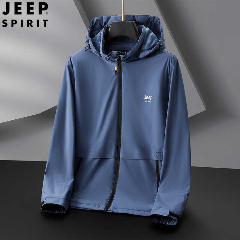 JEEP SPIRIT秋季新款可拆卸帽休闲上衣服百搭运动防风棉衣男