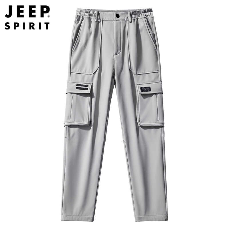 JEEP SPIRIT时尚百搭 可直筒多口袋宽松青少年纯色工装裤长裤