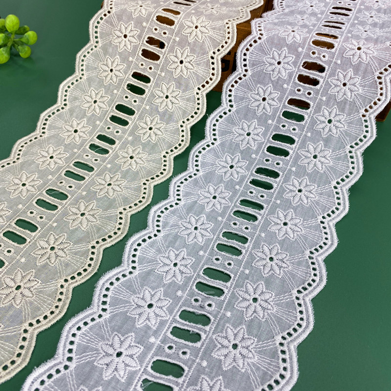 10cm宽棉布刺绣花边辅料白色diy裙边领口窗帘床品纯棉服装饰材料