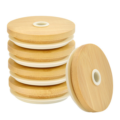 【梅森生活家】masonjar lids梅森罐盖竹木吸管盖带孔宽口梅森盖