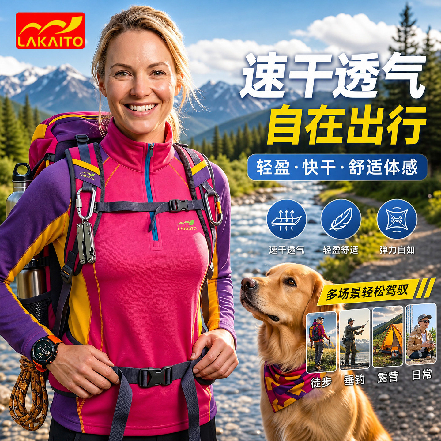 速干衣女户外登山长袖立领夏季透气薄款排汗徒步运动上衣爬山t恤