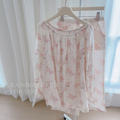 四季女全棉双层纱布家居服