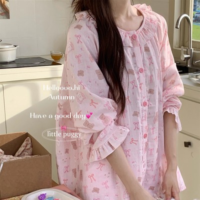 四季全棉双层纱布宽松亲肤家居服