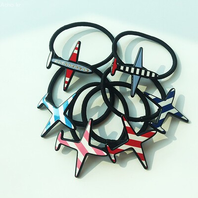 韩国GRAINdeBEAUTE正品Aznavour条纹飞机亲子发饰皮筋细发圈