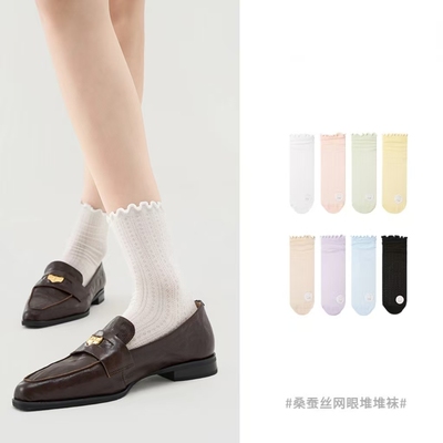 韩系桑蚕丝木耳花边袜子女