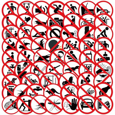 62pcs Funny Warning Stickers Danger Banning Sign Viny DIY De