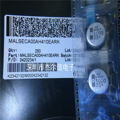 MALSECA00AH410EARK 1000UF 25V 20% VISHAY贴片铝电解电容 直拍