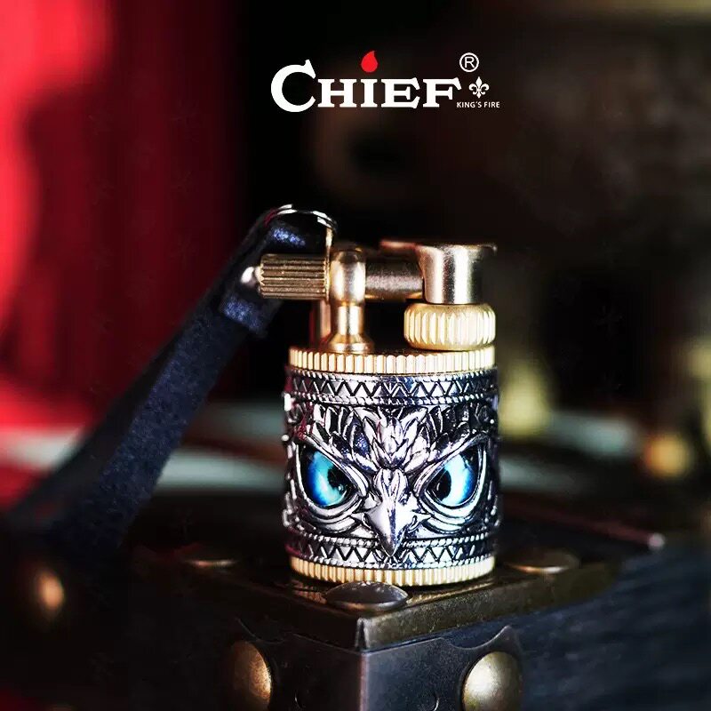 CHIEF首领煤油打火机纯铜复古个性藏银盔甲小胖墩复古砂轮送礼物