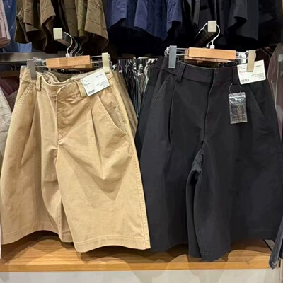 女装休闲宽松裤针织打褶高腰百褶直筒中裤短裤五分裤26夏款485178