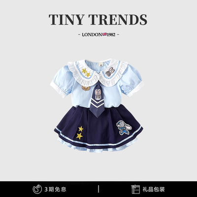 女童夏季套装2025款洋气兔子警官