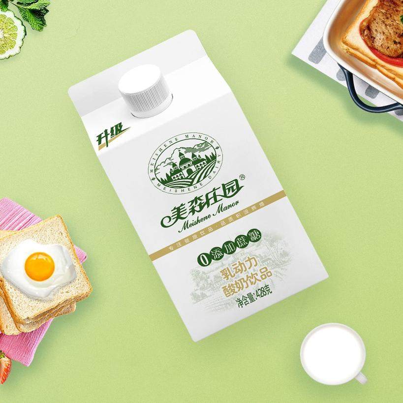 【顺丰】美森庄园乳动力0添加蔗糖酸奶饮品428克*12盒常温储存