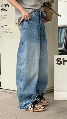 现诗歌兰欧货女装2026春季新款26388阔腿牛仔裤松弛感休闲百搭潮