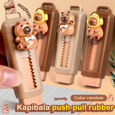 Kawaii Push Pull Capybara Eraser Soft School Supplies Clean