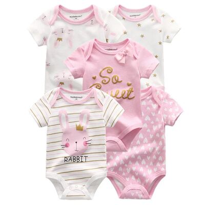 Kiddiezoom 5 Pcs/Lot Fashion born Cartoon Short Sleeve Baby