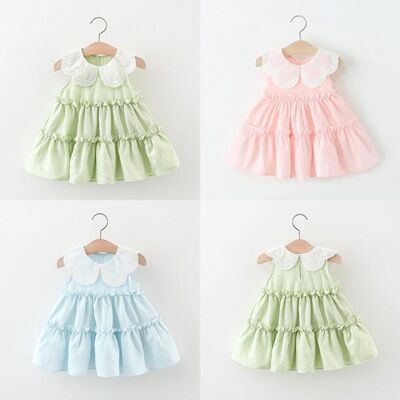 Summer Baby Girls' Comfort Dress Green Sleeveless Lace Doll