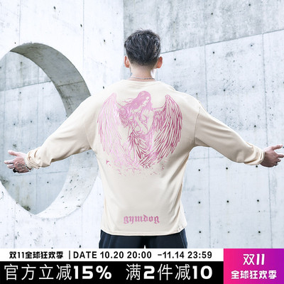 gymdog潮牌天使反光印花长袖t恤
