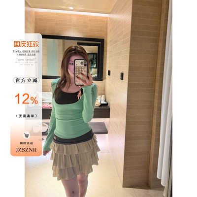 OTee针织蛋糕半身裙显瘦a字短裙