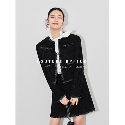 SUK羊毛高级感小香风半身裙套装