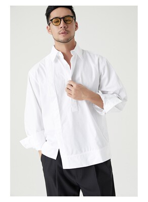 大码韩版长袖男士衬衣长袖套头