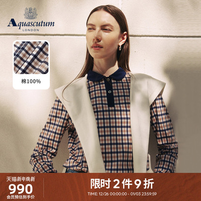 【100%棉】女英伦风长袖POLO