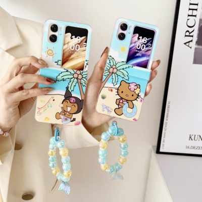 夏威夷黑皮凯蒂猫库洛米适用oppo find n2 flip手机壳PC硬壳oppoN2折叠保护套情侣款网红女款