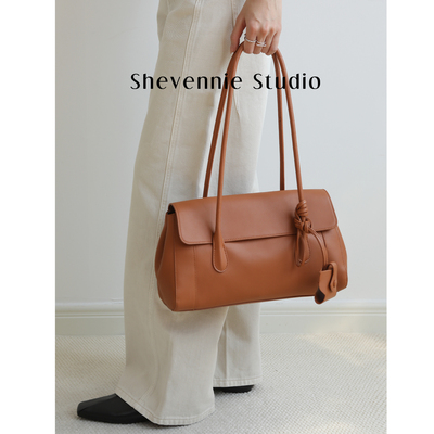 Shevennie老钱风头层牛皮手提包女大容量单肩包通勤