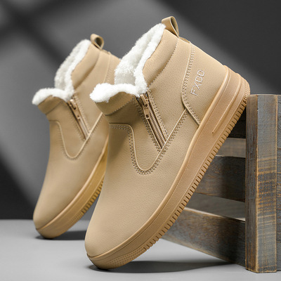2025棉鞋冬季雪地靴男鞋皮毛一体加绒加厚一脚蹬高帮棉靴保暖爆款