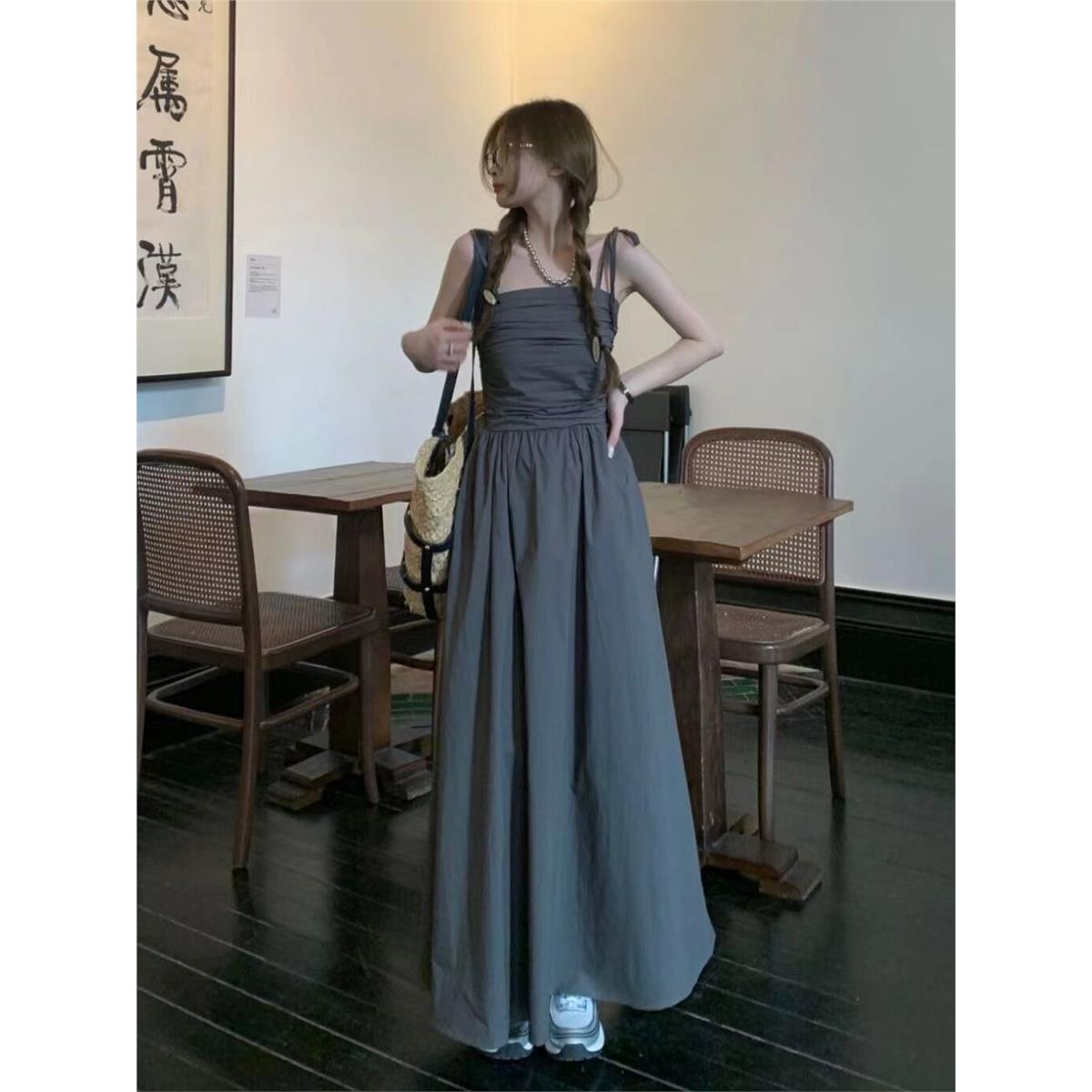 法式气质高级感抹胸裙新款吊带裙洋装女装夏季收腰A字裙长裙子