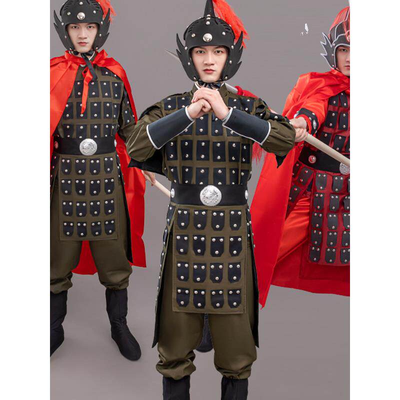 木兰词朗诵兵表演服装兵马,三国古盔,秦汉将军甲岳飞汉满江红