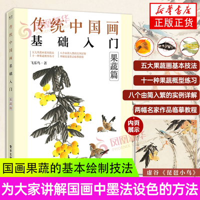 传统中国画基础入门 果蔬篇 初学者国画自学教程书 五大果蔬画基本技法笔法设色质感形状构绘画技巧图步骤详解 飞乐鸟绘画