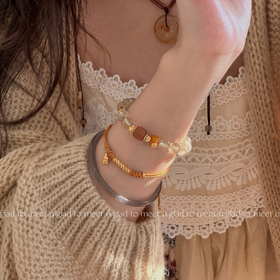 天然7A金发晶招财旺财转运手串女