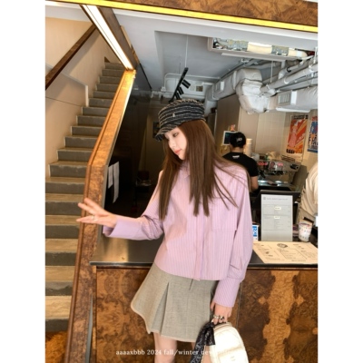 aaaaxbbb纯棉衬衫长袖衬衣宽松女