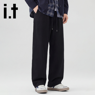 it:CHOCOOLATE休闲裤男2026春季新款重磅宽松直筒阔腿针织长裤子