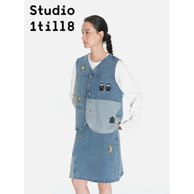 Studio1till8像素刺绣牛仔套装