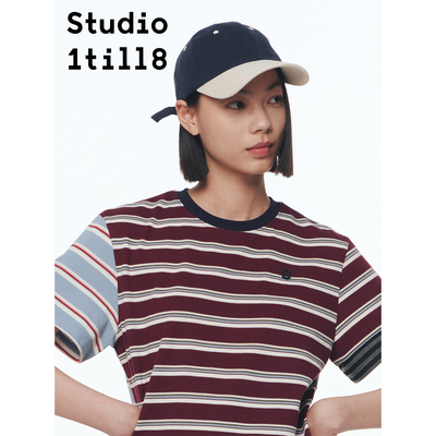 Studio1till8多色拼接条纹短袖