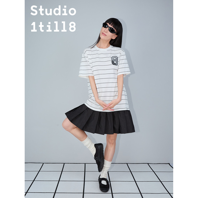 Studio1till8条纹拼接连衣裙