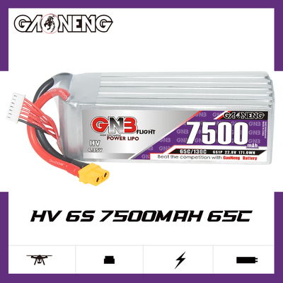 GNB高能7500mAh 6S 22.8V 65C HV穿越机涵道7寸10寸锂电池FPV航模