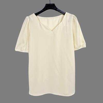 H3130夏季新款女装纯色法式泡泡袖上衣时尚甜美减龄舒适套头小衫