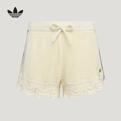 adidas阿迪达斯三叶草度假风镂空热裤秋女针织Resort S短裤KX0723