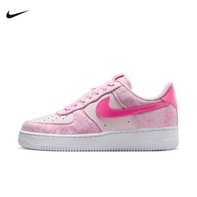 NIKE耐克女鞋粉色空军一号牛仔拼接AF1休闲板鞋运动鞋IR1974-663