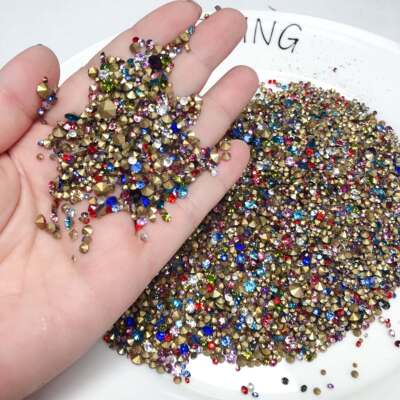E40约0.2-0.6CM玻璃尖底钻盘中半斤 diy手工材料配件满30包邮